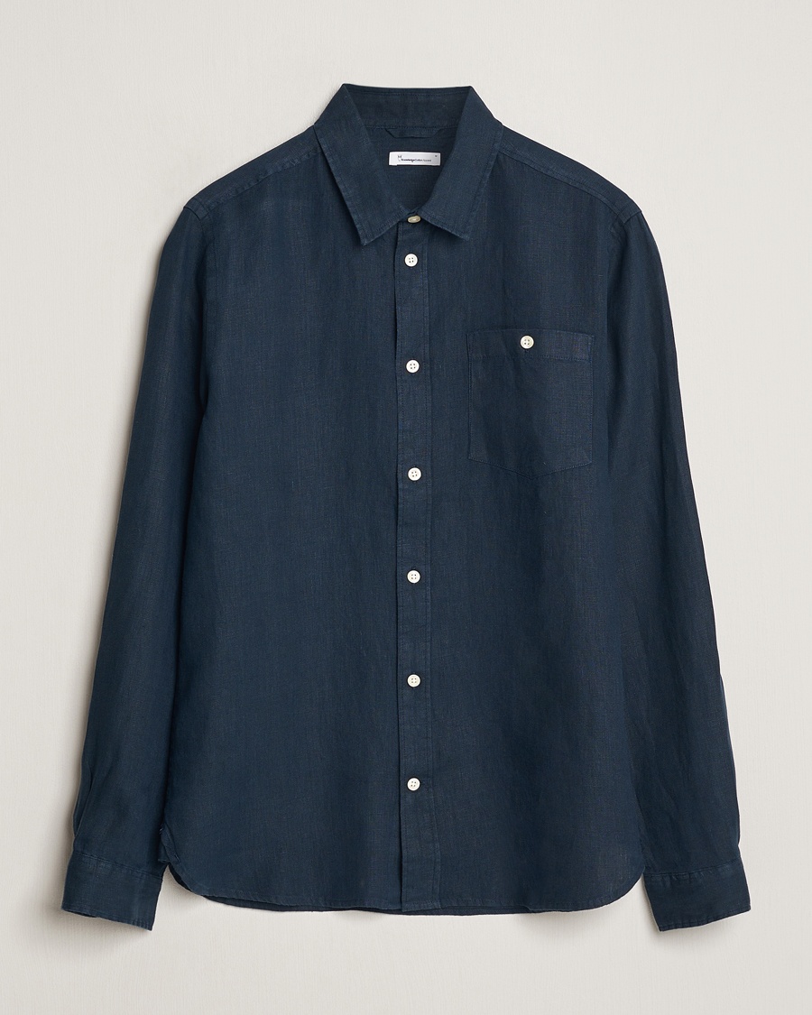 KnowledgeCotton Apparel Harald Small Owl Regular Oxford Shirt Total Eclipse