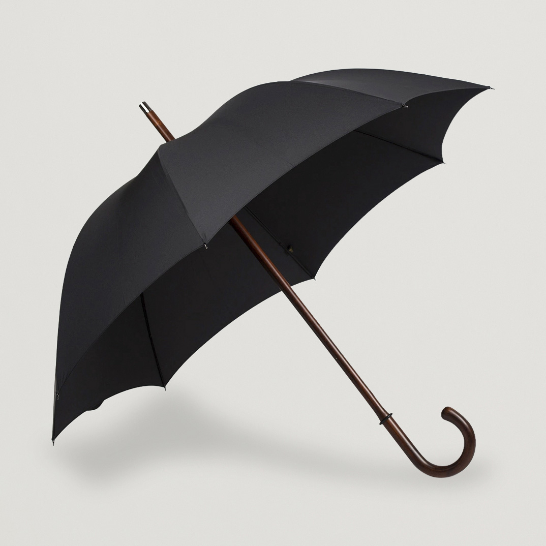 Fox Umbrellas Polished Cherrywood Solid Umbrella Black bei Care of Carl