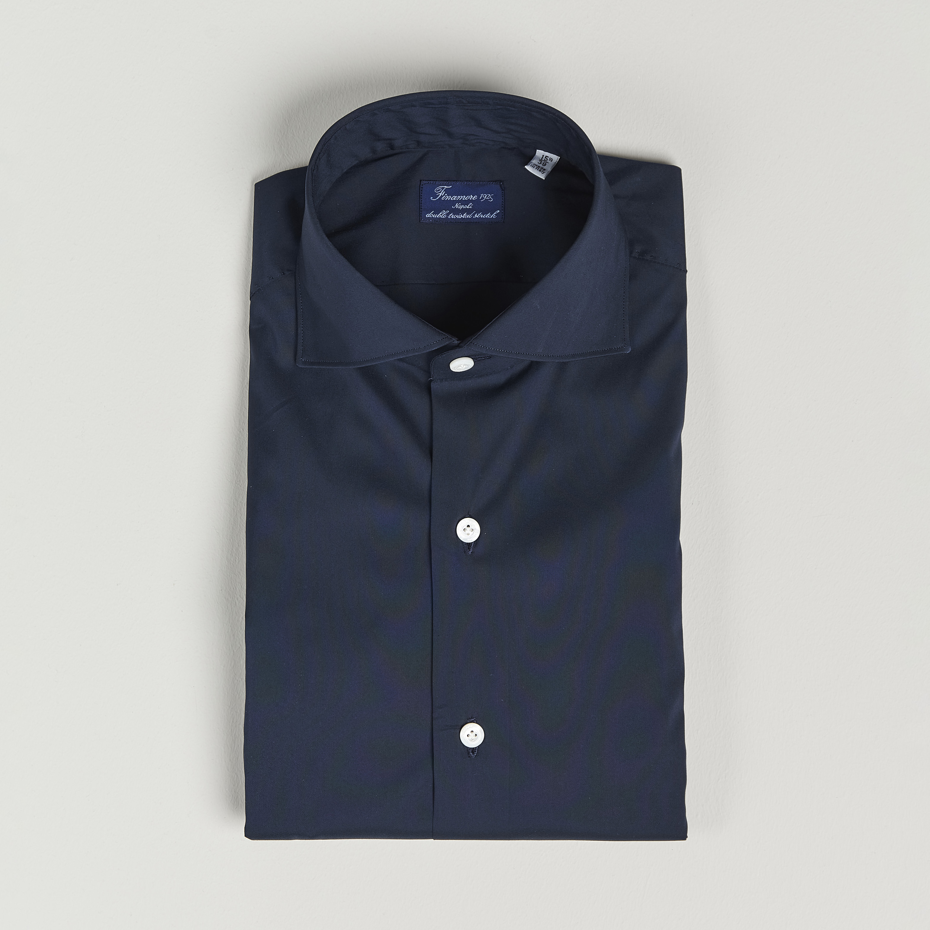 Finamore Napoli Milano Slim Fit Stretch Shirt Navy bei Care of Carl