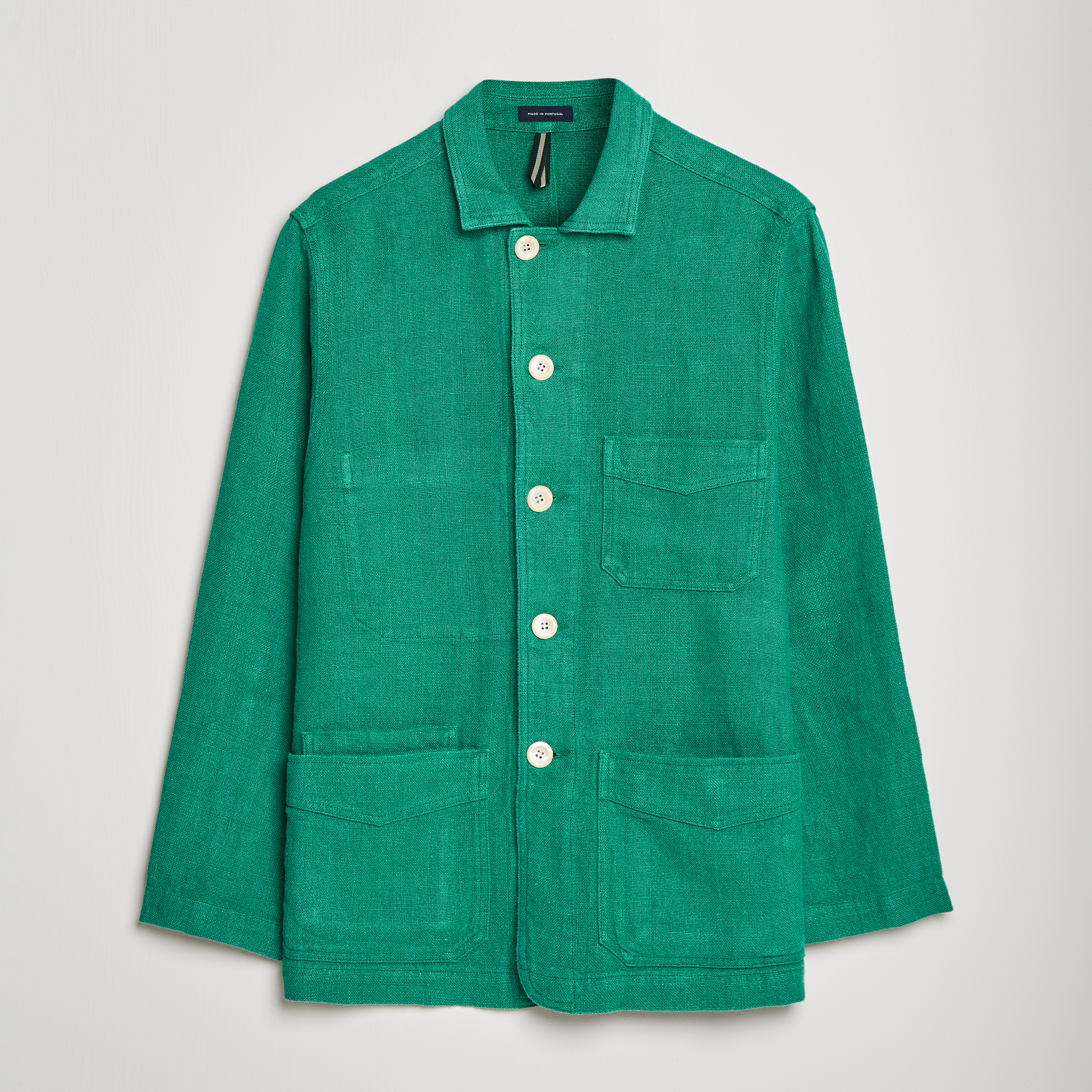 Drake's Heavy Japanese Linen Chore Jacket Bright Green bei CareOfCarl.de