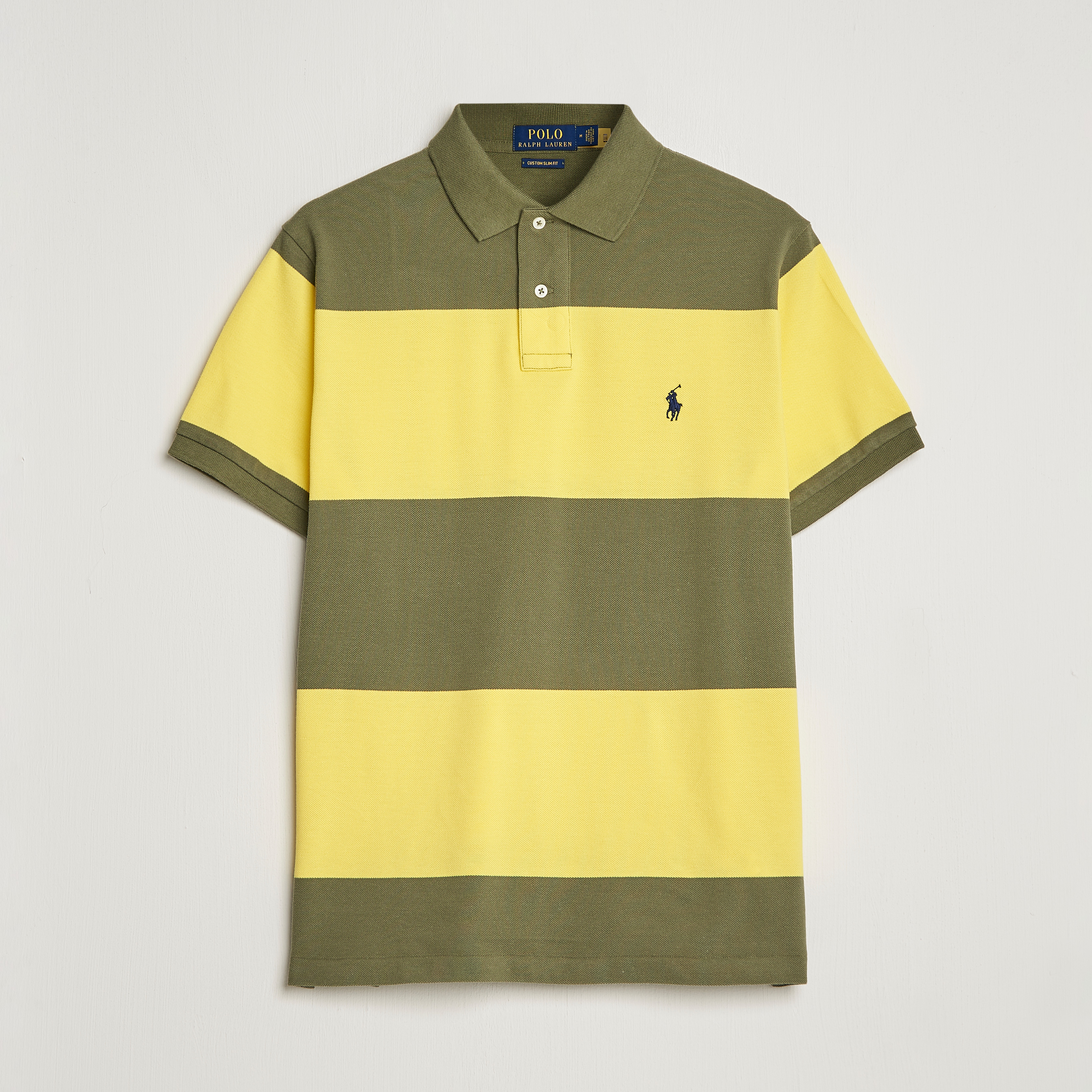 Polo Ralph Lauren Custom Slim Fit Barstriped Polo Lemon/Dark Sage bei Care