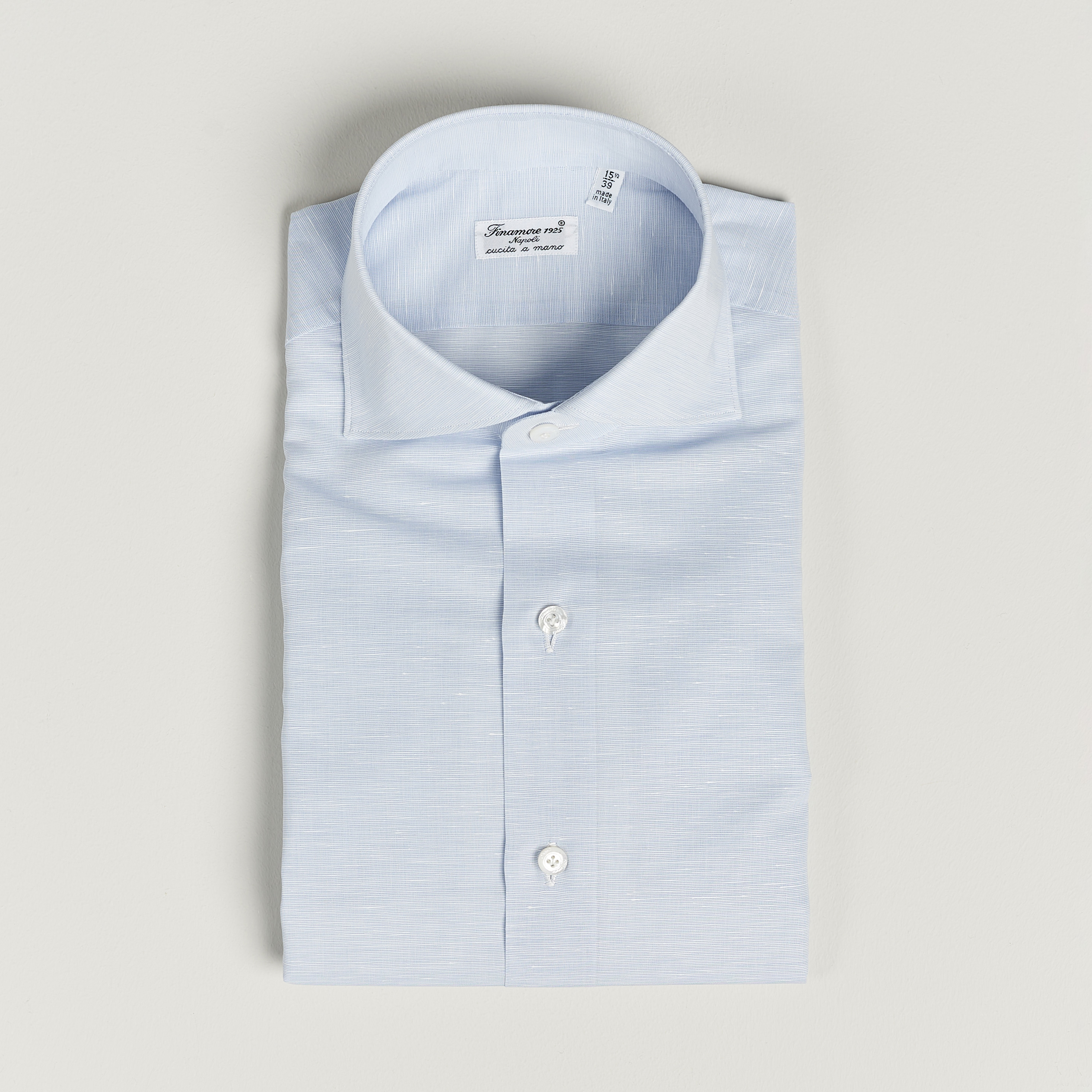 Finamore Napoli Milano Slim Linen Dress Shirt Light Blue bei Care of Carl