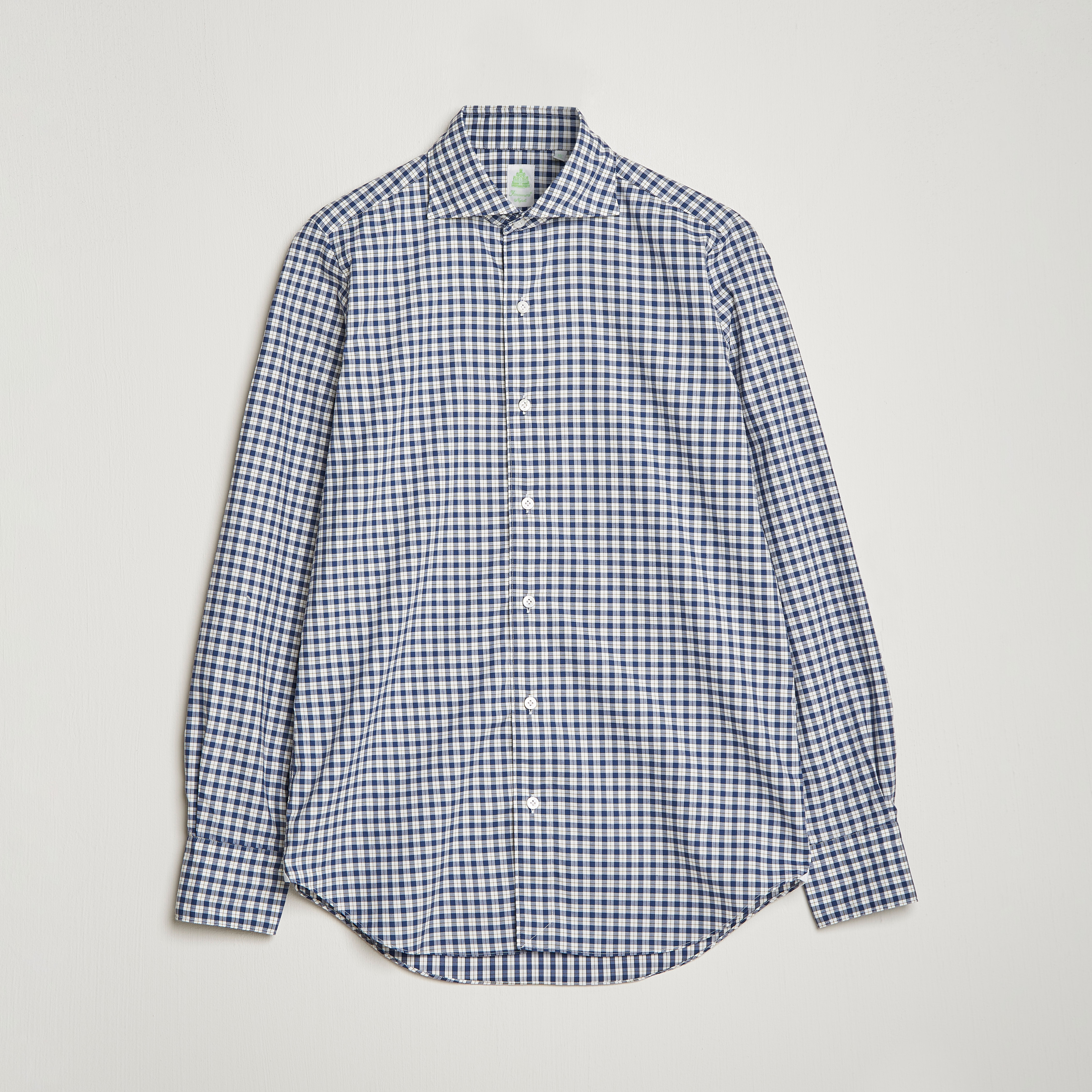 Finamore Napoli Tokyo Slim Sport Shirt Blue Check bei Care of Carl