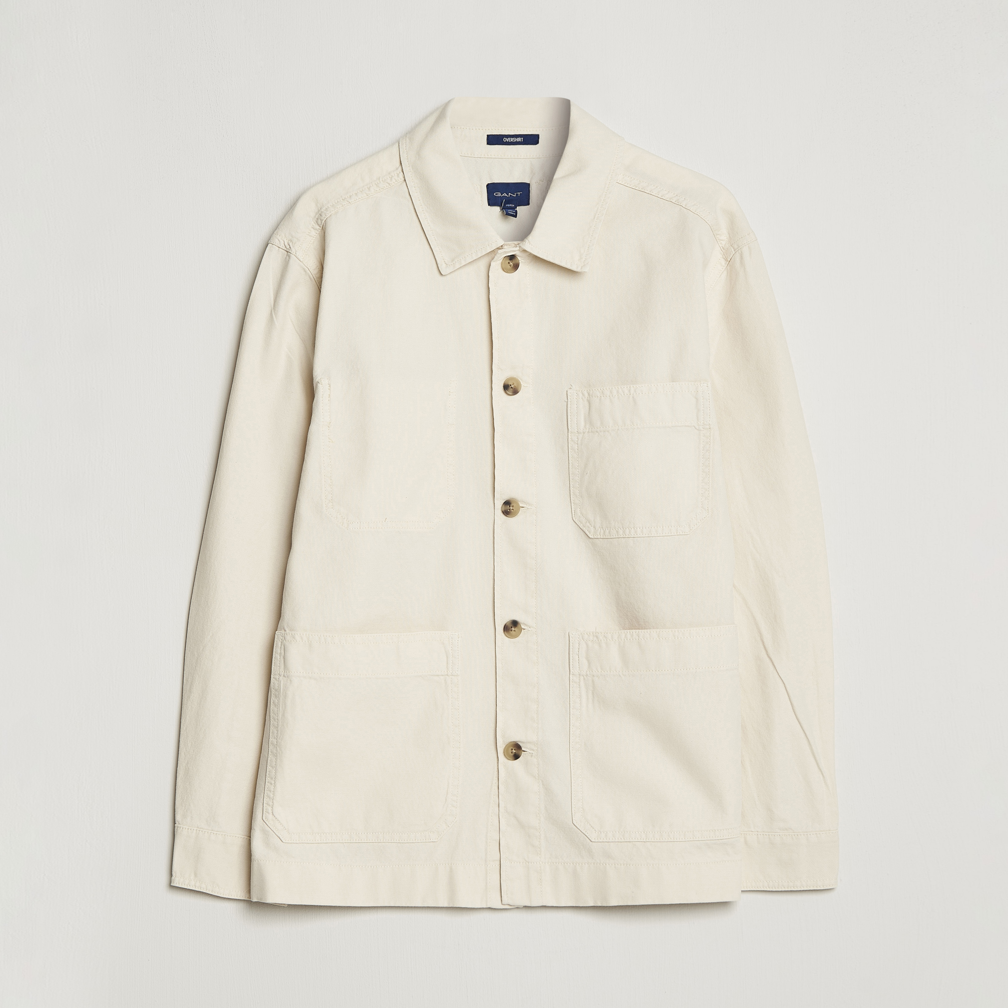 GANT Garment Dyed Cotton/Linen Overshirt Ecru bei Care of Carl