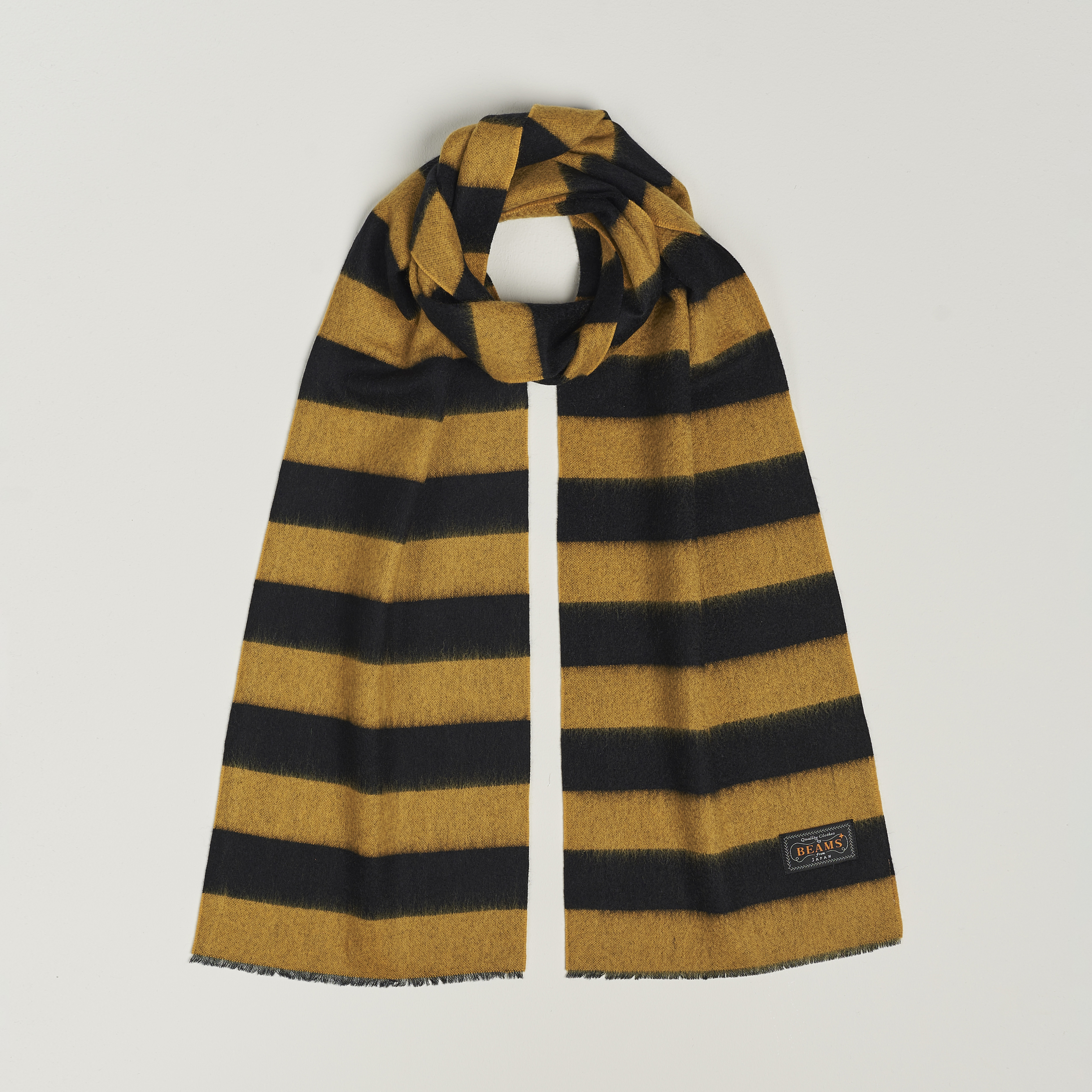BEAMS PLUS Cashmere Stripe Scarf Black/Yellow bei Care of Carl