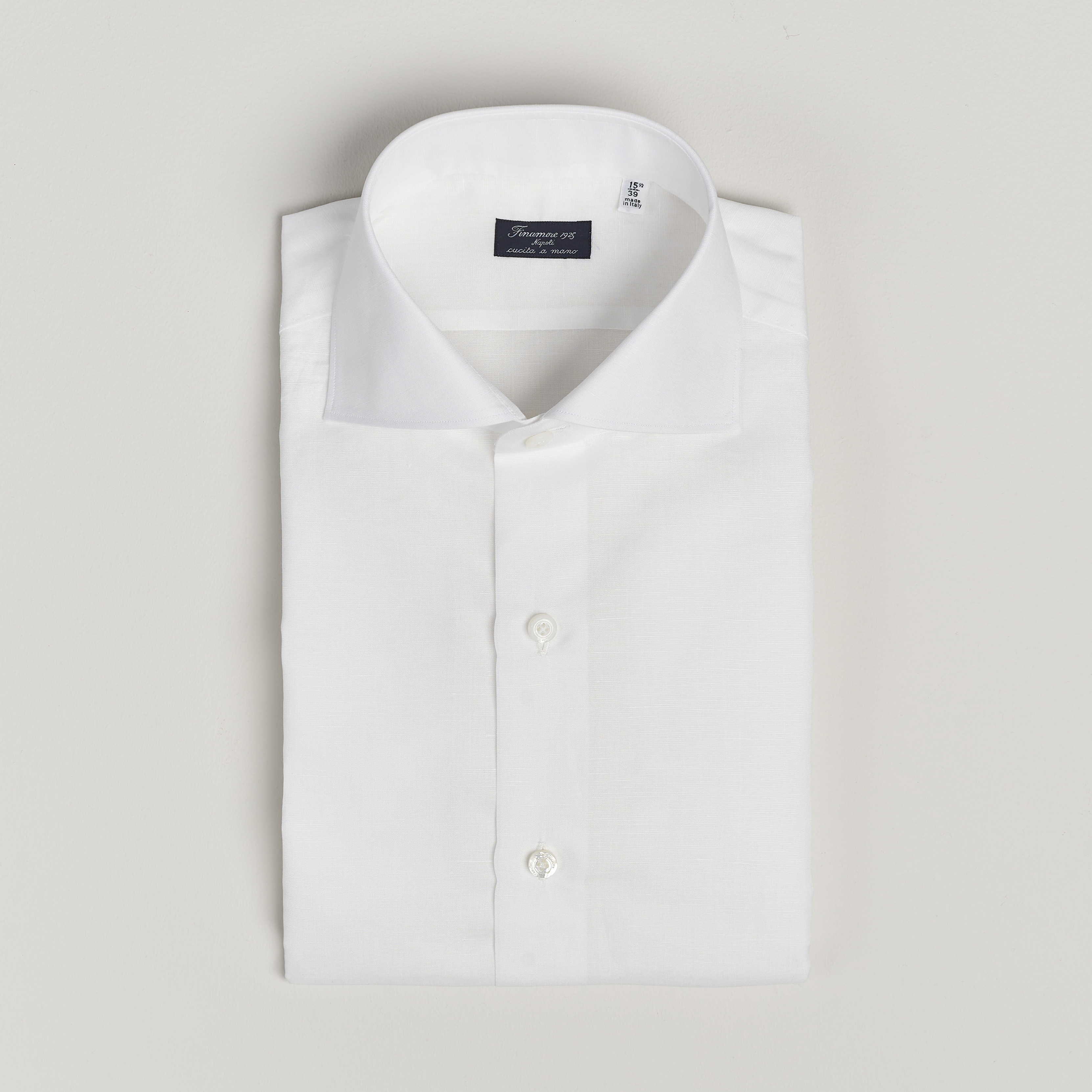 Finamore Napoli Milano Slim Linen Dress Shirt White bei Care of Carl