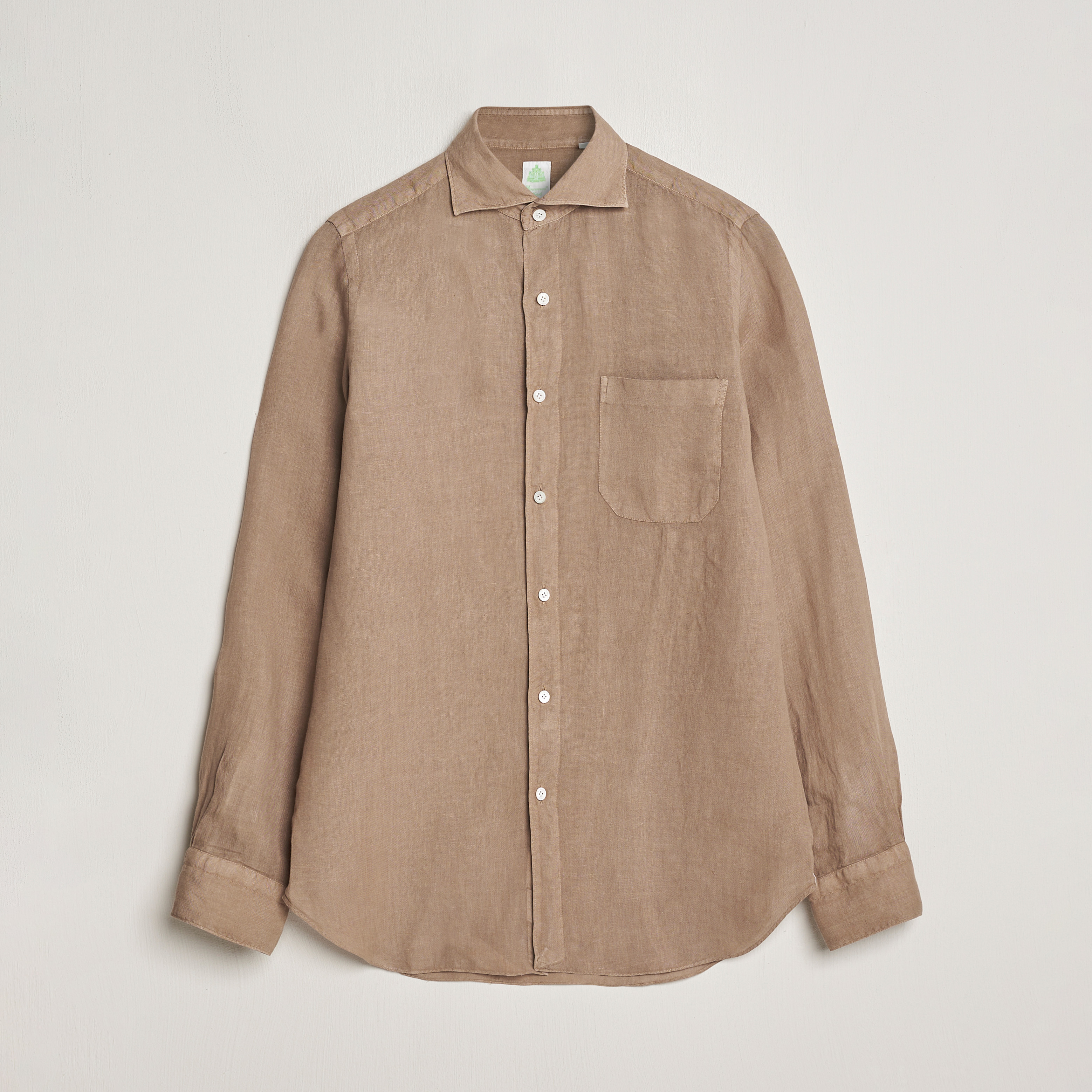 Finamore Napoli Gaeta Linen Pocket Shirt Taupe bei Care of Carl