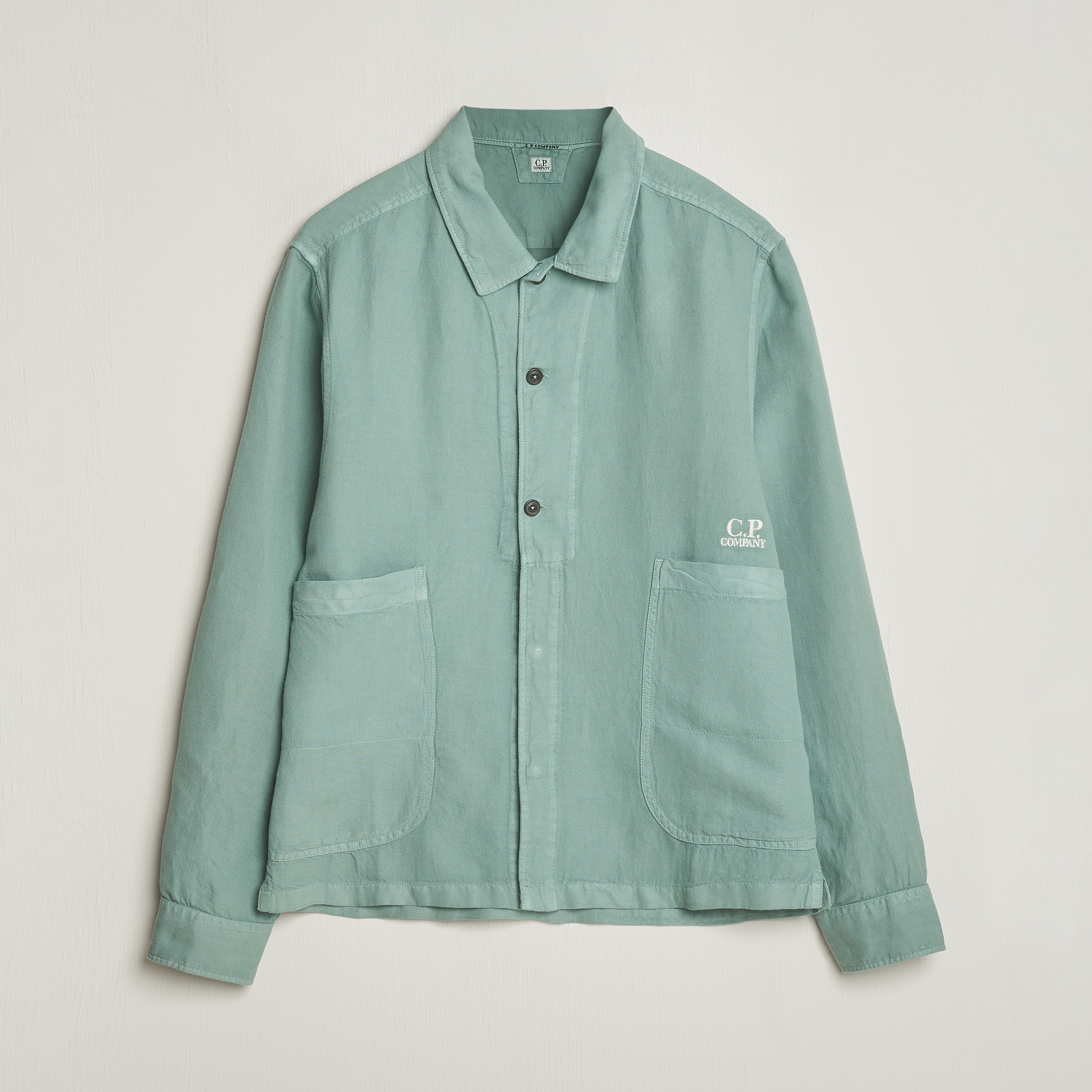 C.P. Company Broken Linen/Cotton Overshirt Light Green bei Care of Carl