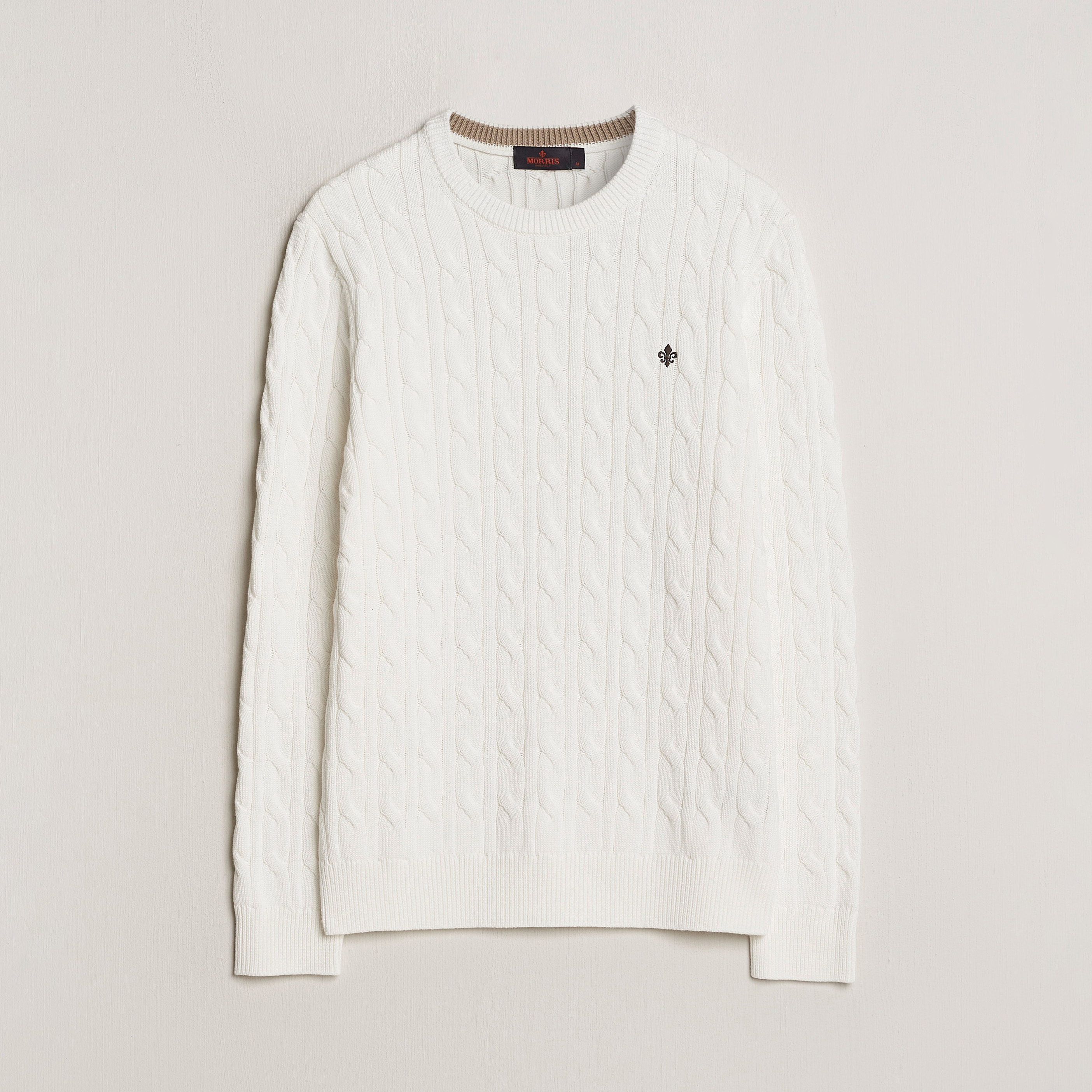 Morris Ethan Cotton Cable Crew Neck Off White bei Care of Carl
