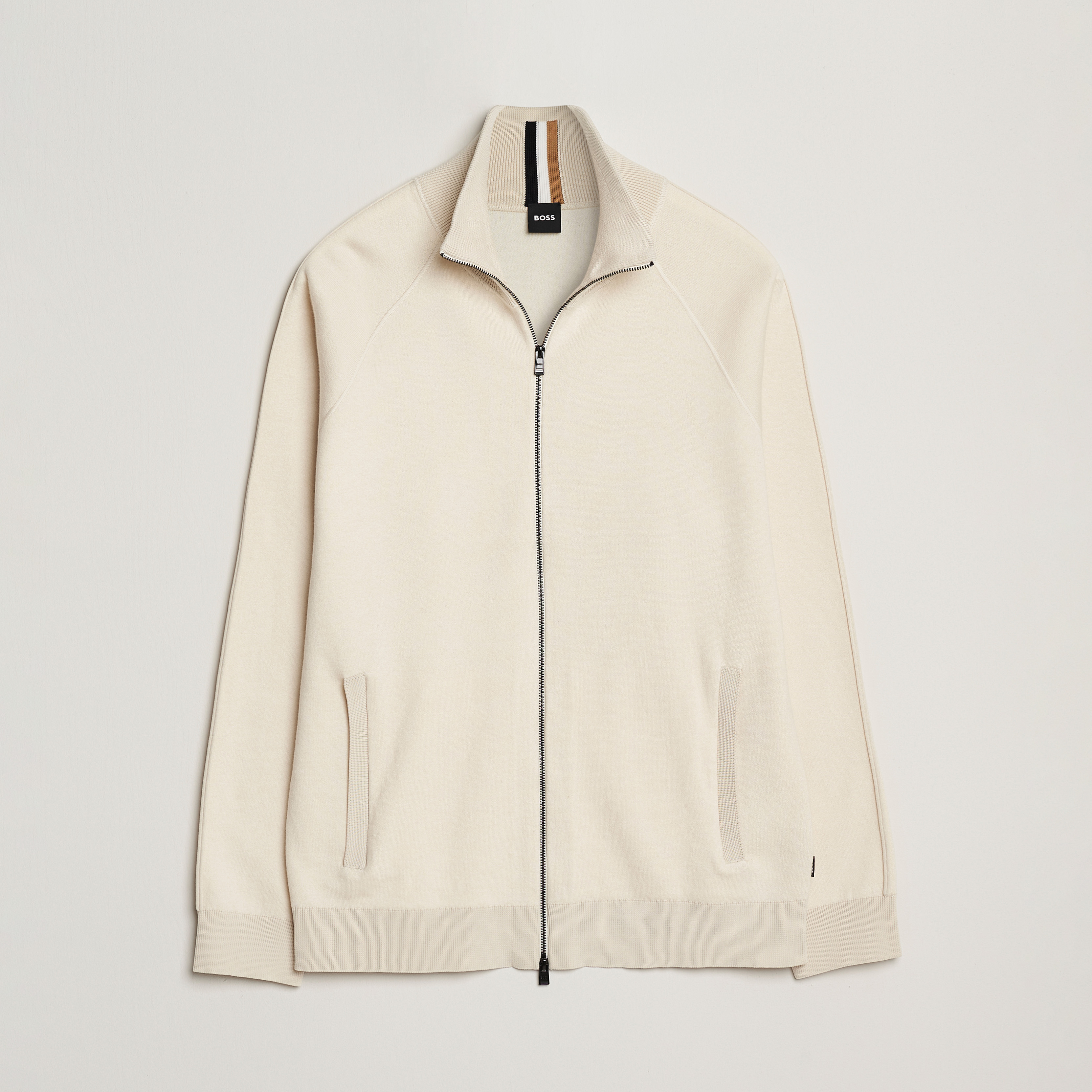 BOSS BLACK Domico Knitted Full Zip Open White bei Care of Carl