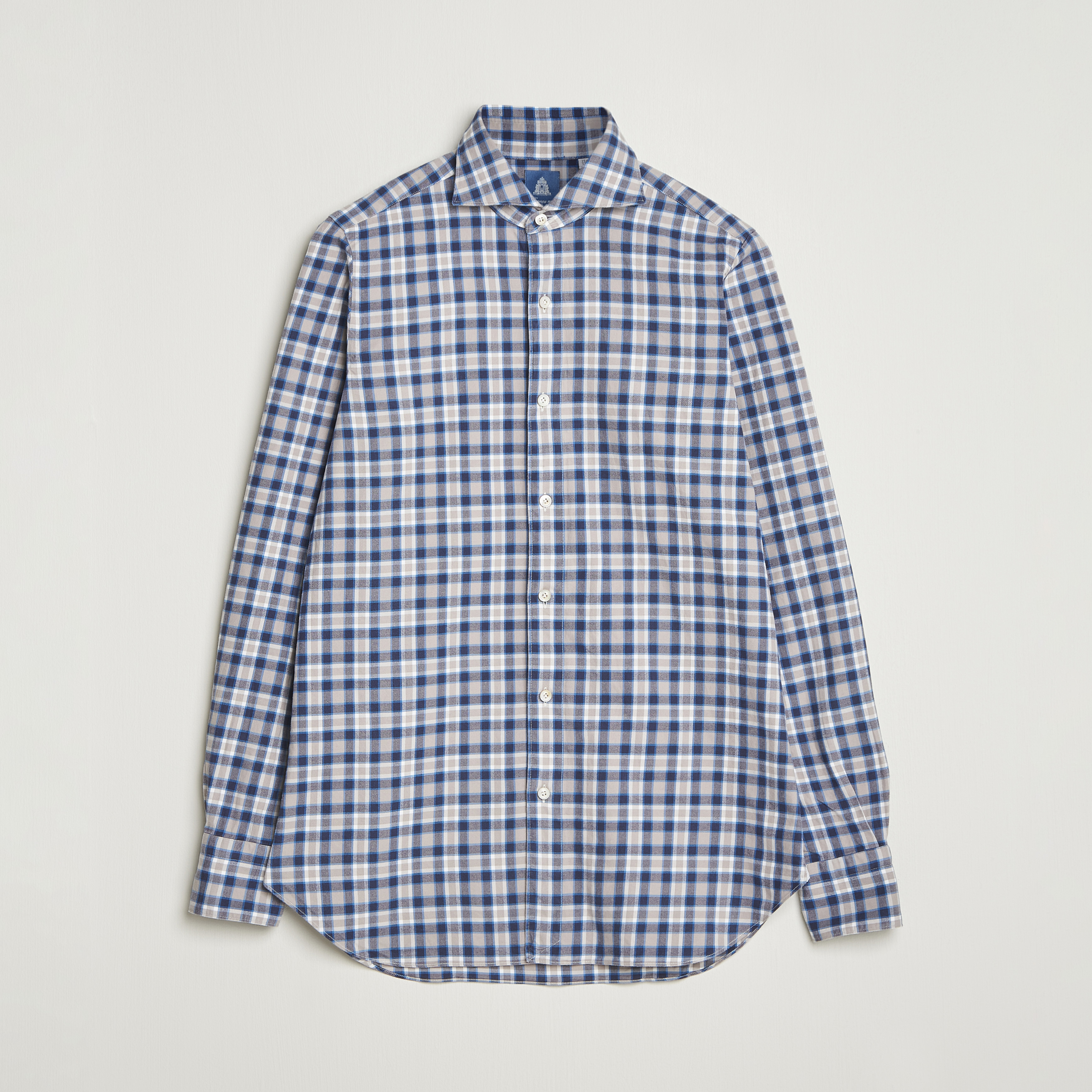 Finamore Napoli Gaeta Flannel Sport Shirt Navy Check bei Care of Carl