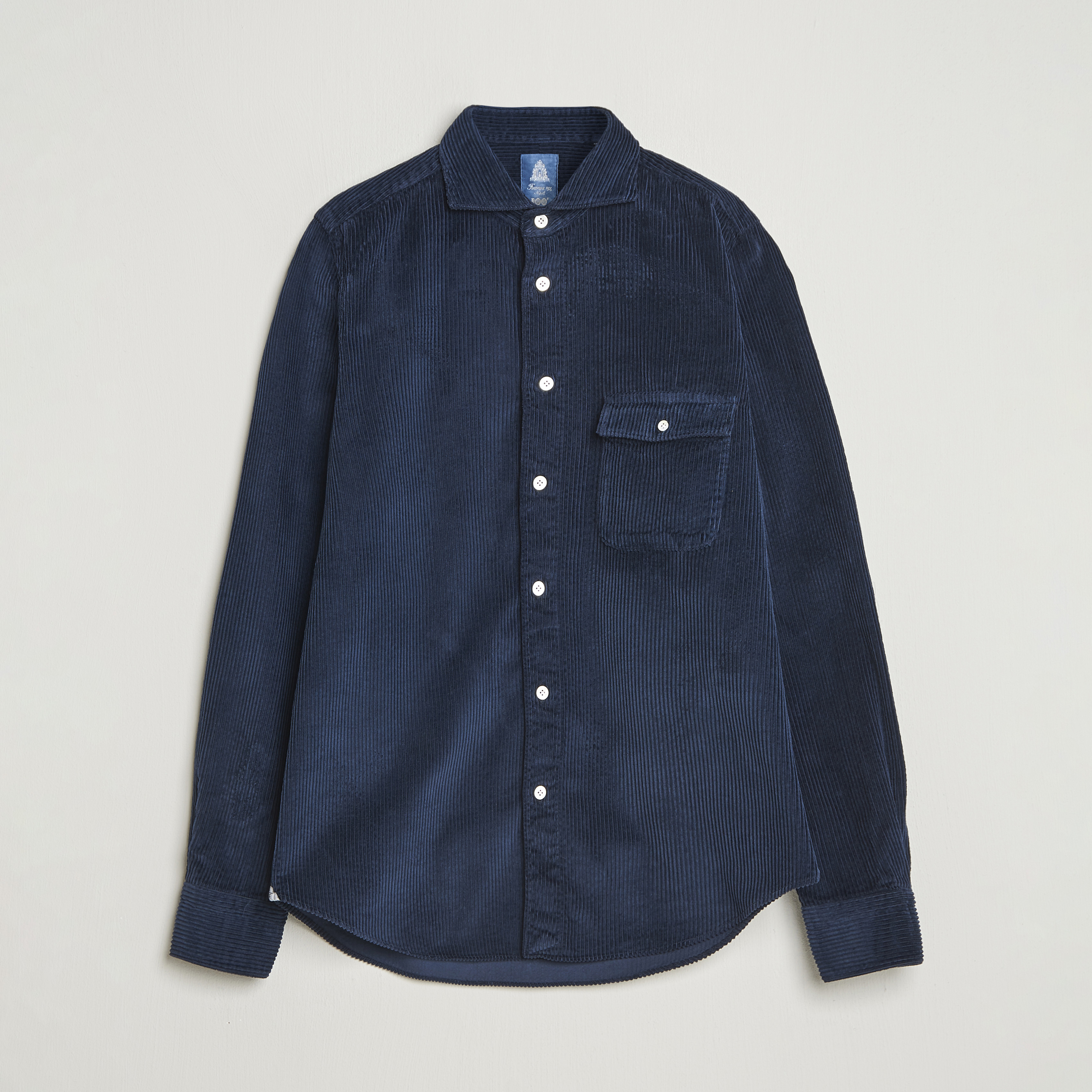 Finamore Napoli Garment Dyed Corduroy Overshirt Navy bei Care of Carl