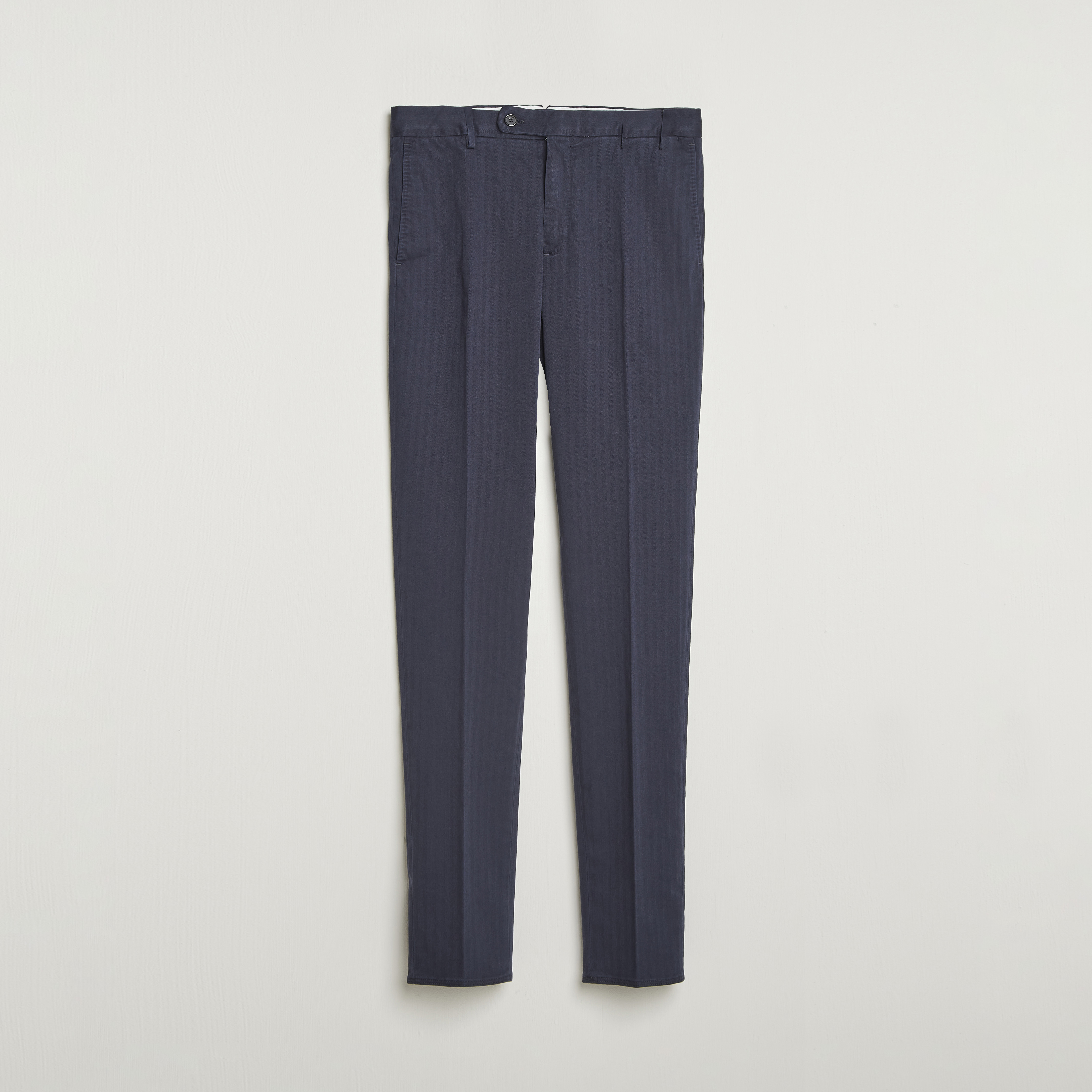 Incotex Regular Fit Comfort Herringbone Trousers Navy bei Care of Carl
