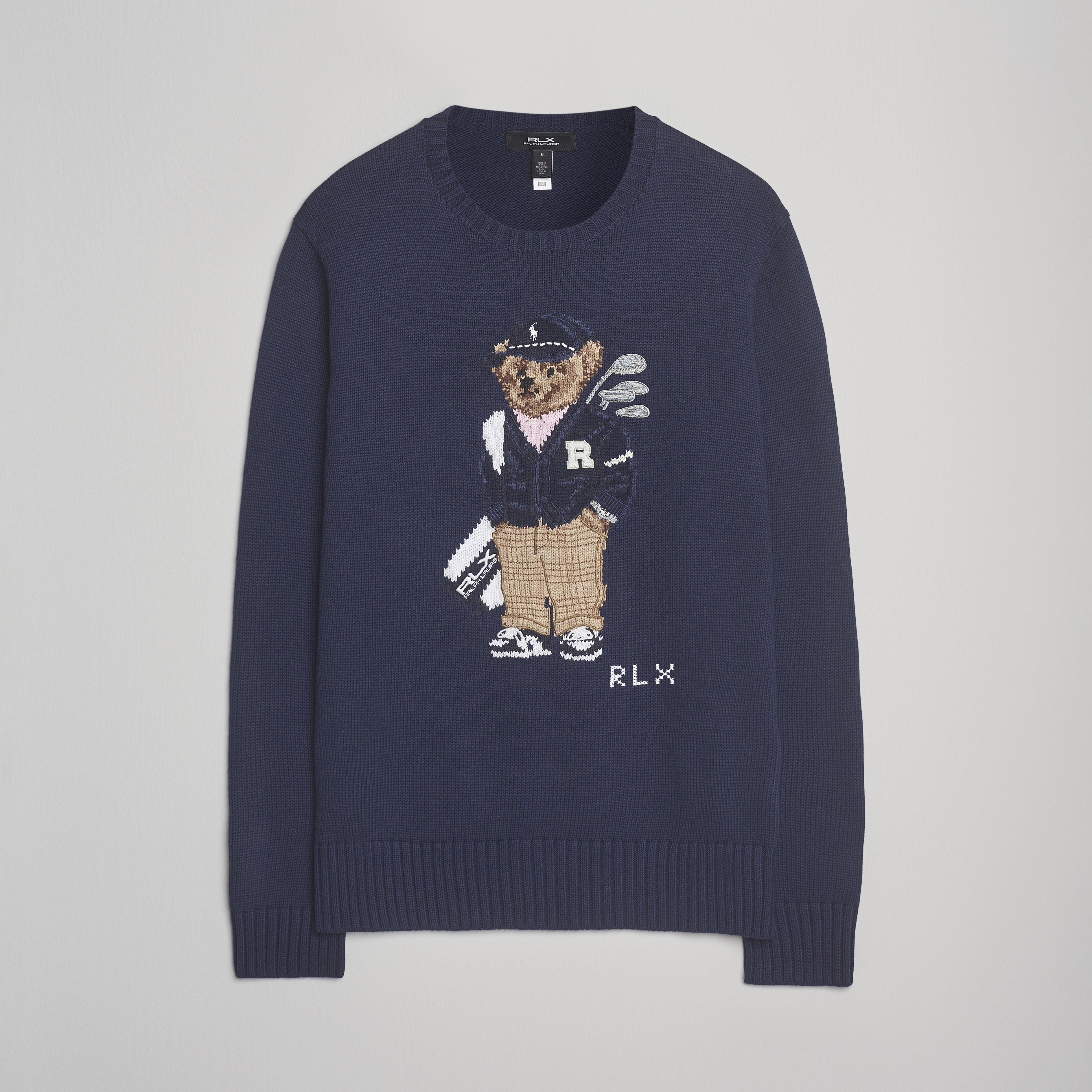 RLX Ralph Lauren Cotton Crew Neck Bear Sweater Refined Navy bei Care of Car