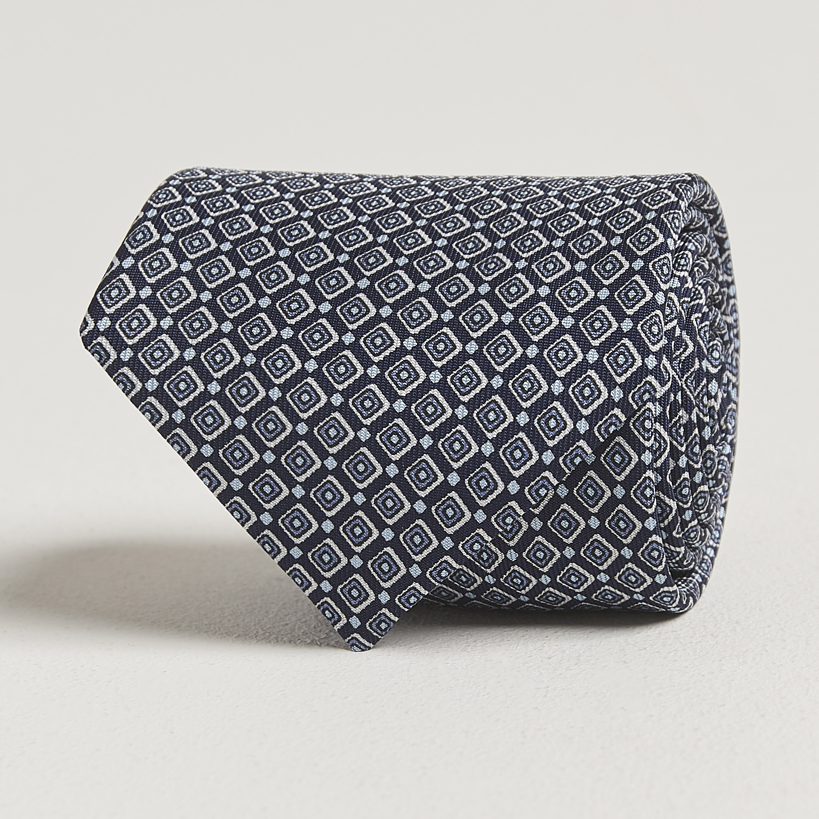 E. Marinella 3-Fold Printed Silk Tie Navy bei Care of Carl