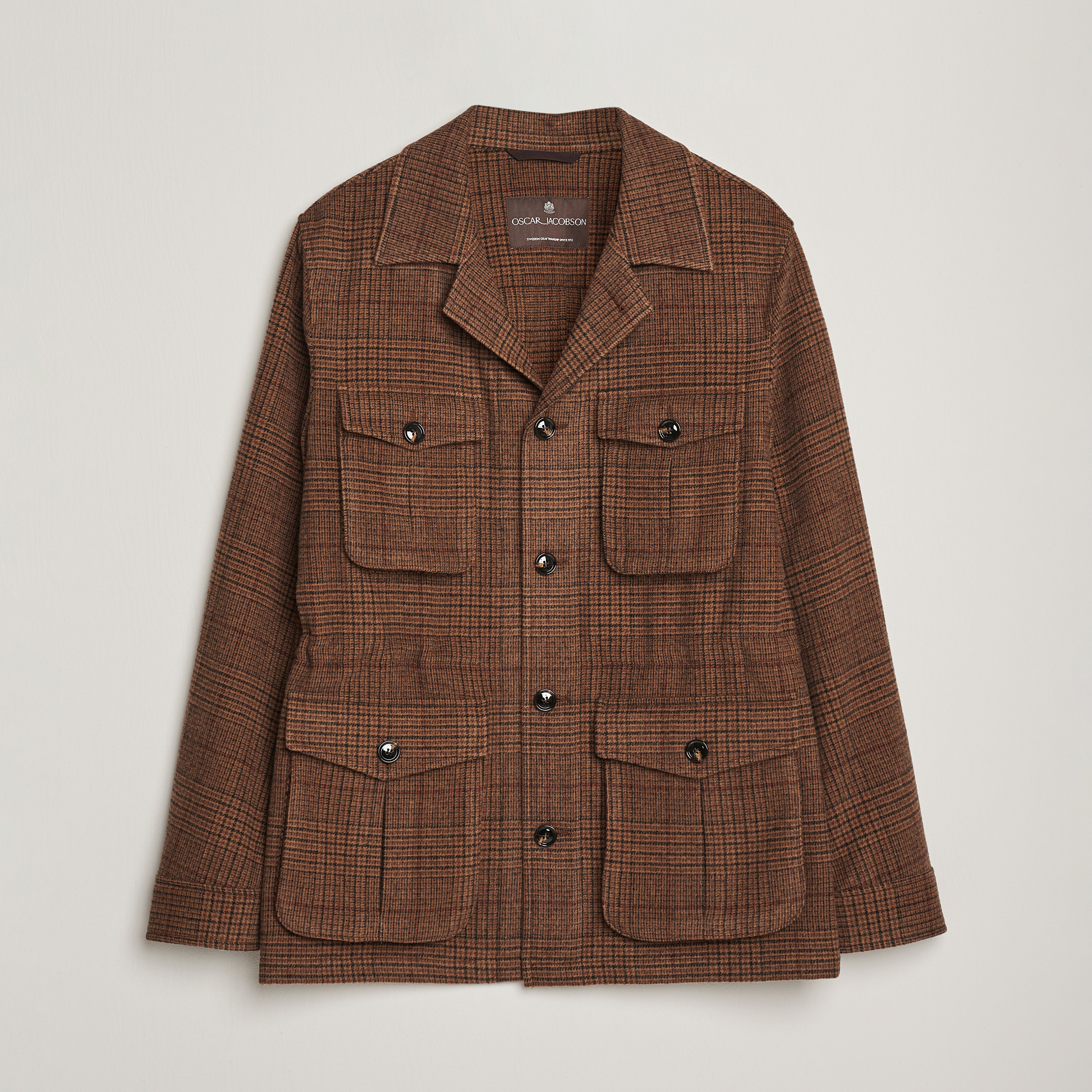 Oscar Jacobson Sirolo Checked Shirt Jacket Brown bei Care of Carl