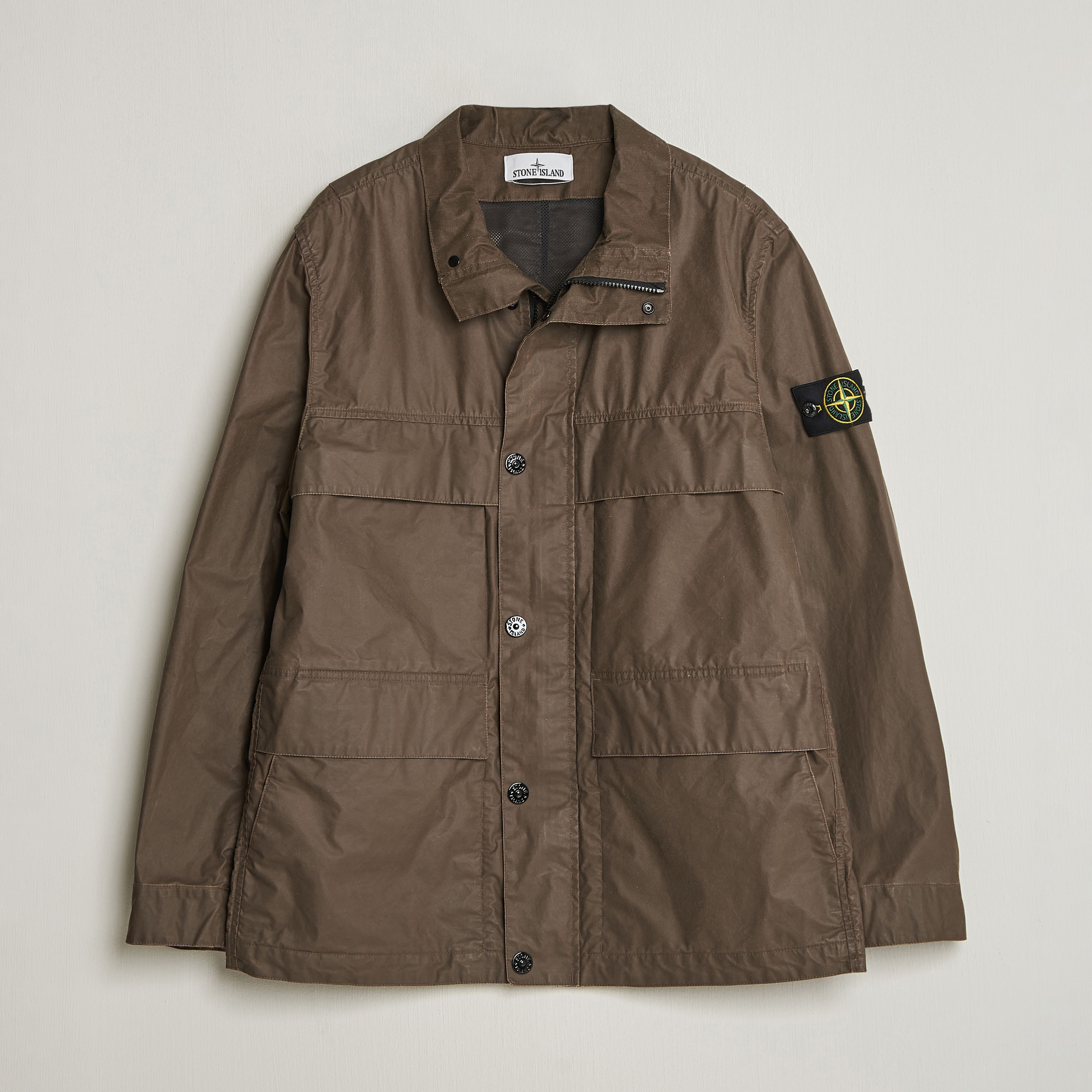 Stone Island Waxed Pigment Cotton Tela Field Jacket Umber bei Care of Carl