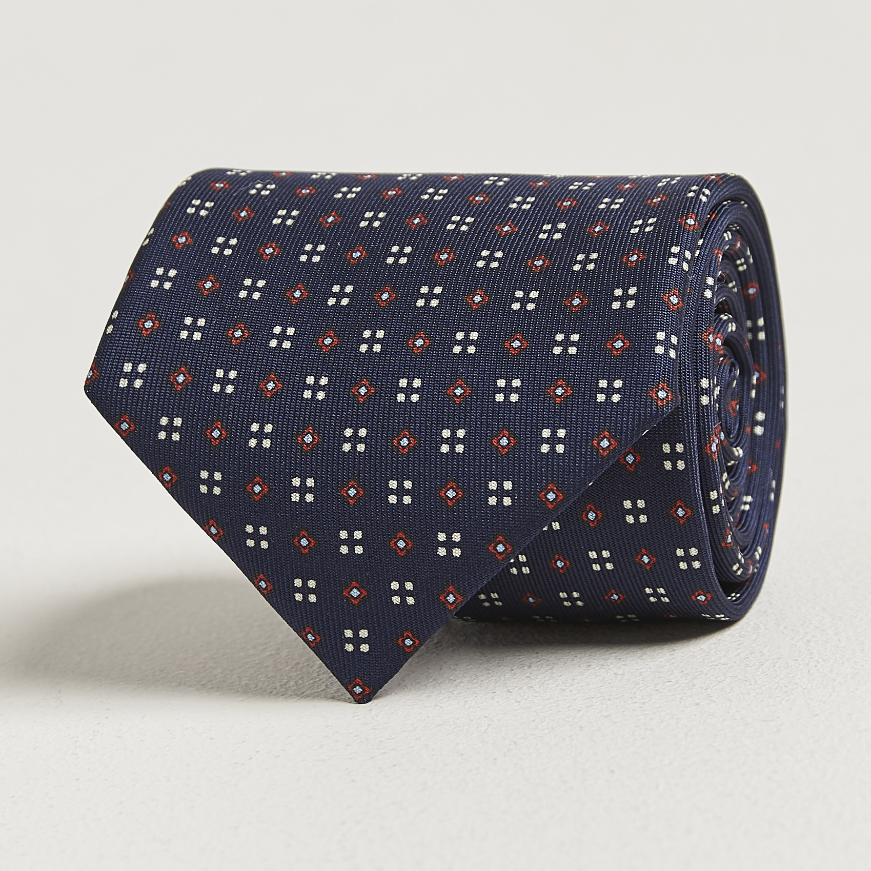 E. Marinella 3-Fold Printed Silk Tie Navy bei Care of Carl