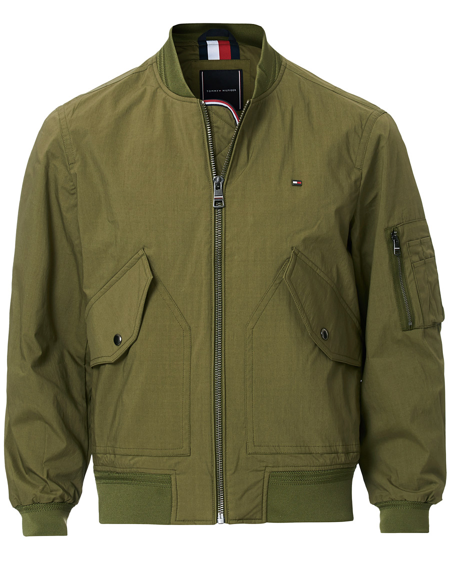 Tommy Hilfiger Lightweight Cotton Bomber Jacket Moss Green