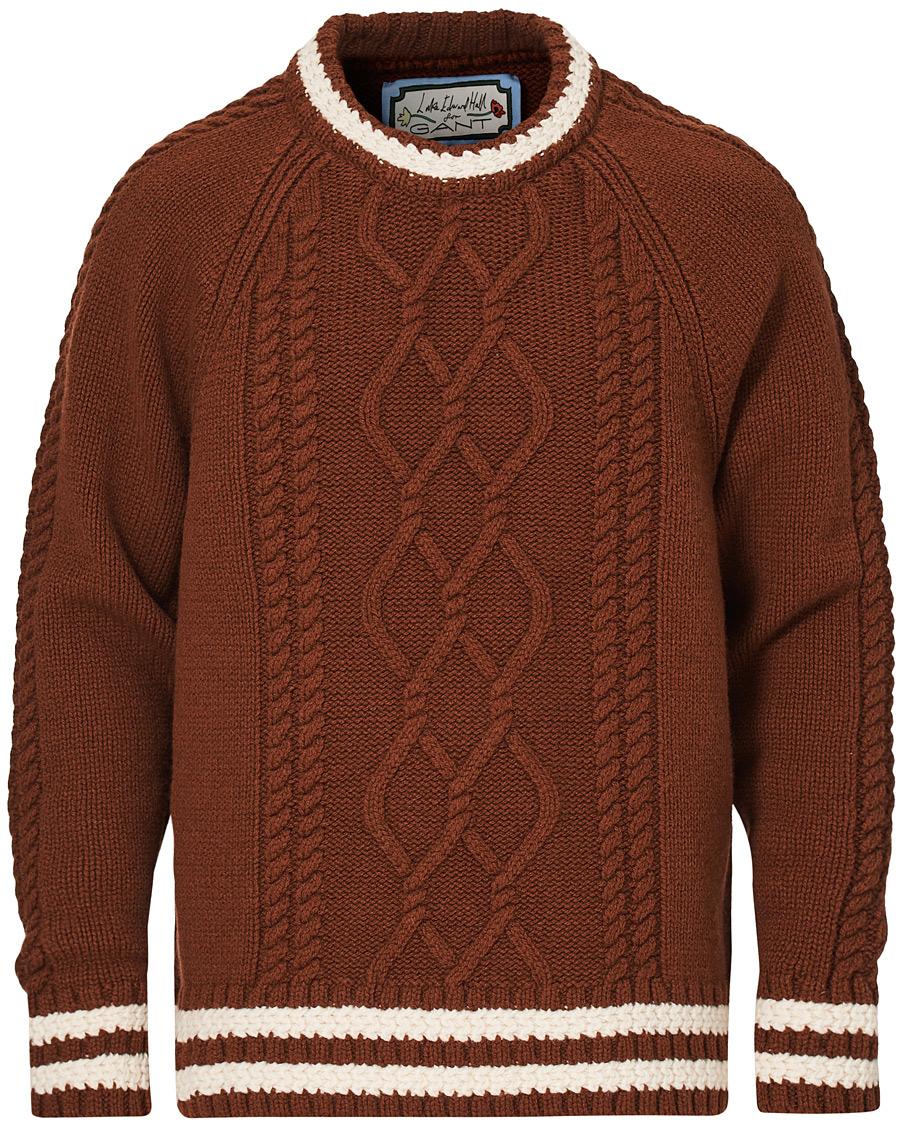 GANT Luke Edward Hall Cable Crew Neck Clay Brown bei Care of Carl
