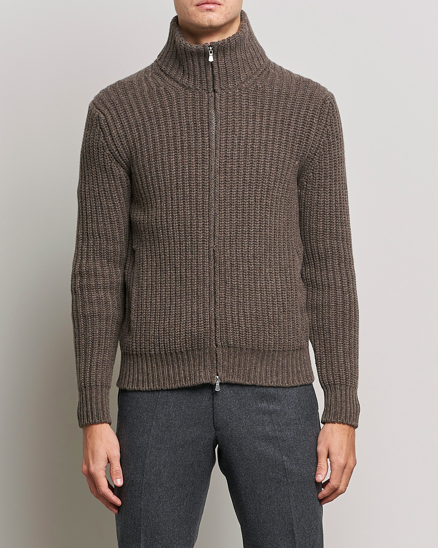 Gran Sasso Heavy Wool/Cashmere Full Zip Brown bei Care of Carl