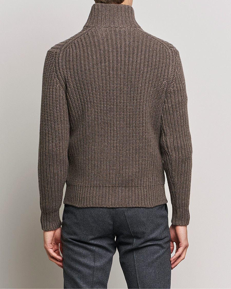 Gran Sasso Heavy Wool/Cashmere Full Zip Brown bei Care of Carl