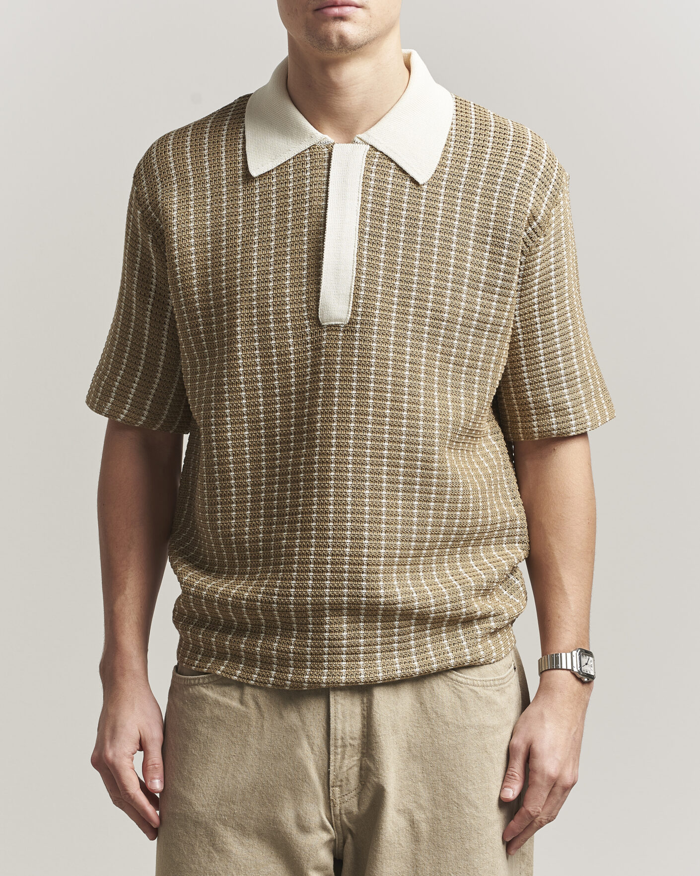 Jil Sander Net Stitch Knitted Polo Tobacco bei Care of Carl